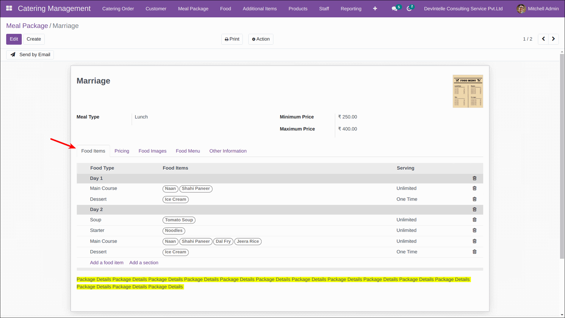 Odoo Catering Management System | Catering Software